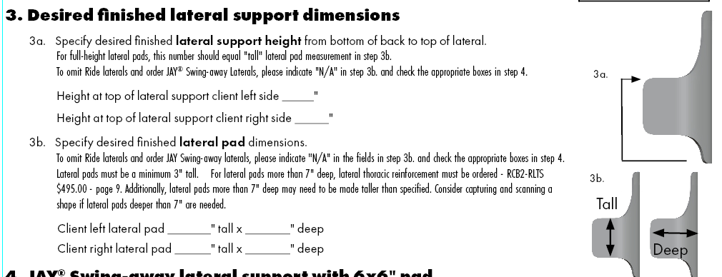 Specify vertical position of the lateral supports when ordering a Ride ...